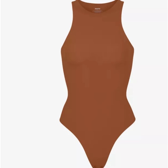 SKIMS | Tops | Skims Fits Everybody High Neck Bodysuit In Bronze | Poshmark